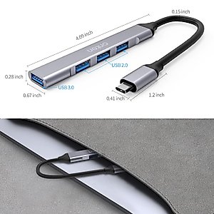 Onten USB C Hub,USB Hub. 4 Port USB C and USB to USB 3.0&USB 2.0 Adapter.USB C Splitter for MacBook Pro 2020/2019, iMac 2021, USB Splitter Aluminum Alloy, Color Gray