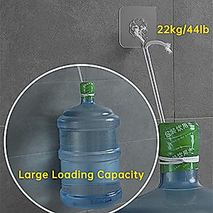 Gartmost These Sticky Wall Hooks are Transparent and Thick, Could Hang 44lbs/20kg Max. They are Waterproof, Oilproof and Seamless, Suitable for Kitchens, Restrooms, Bathrooms and More