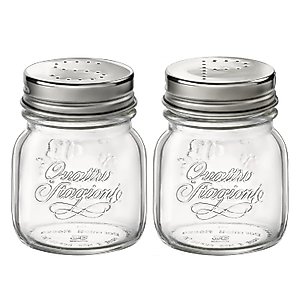 Bormioli Rocco 357760CBD021990 Quattro Stagioni Jar with Salt & Pepper Stainless Lid - Sleeve of 2, 5 oz, Clear