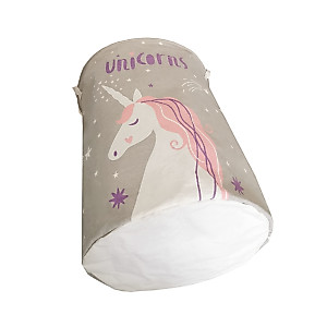 LEELI Laundry Hamper with Handles Collapsible Canvas Laundry Basket,Waterproof Storage Basket Home Organizer for Nursery,Clothes,Toys,Baby Hamper19.7×15.7(Pink Llama)