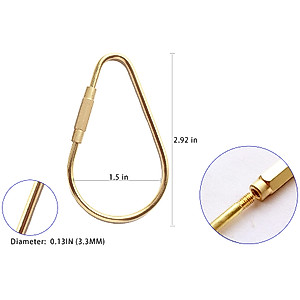 Dong Huang 3pcs Durable Brass Screw Lock Clip Key Ring for Keychains, Tear Drop Shape Keychain Clip, Simple Style Key Chains Women for Car Keys, Coppery, 3