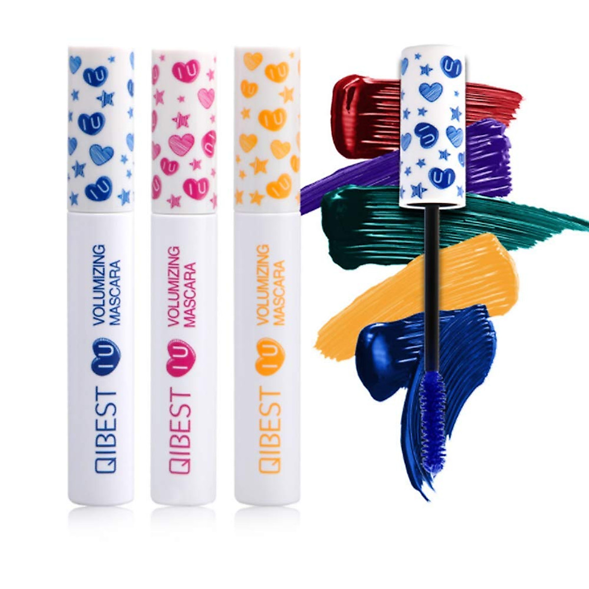 7 Colors Colorful Mascara Rainbow Colorful Waterproof Mascara 3D Fiber Lash Mascara Volume Eye lash