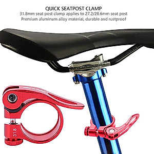 VGEBY1 Seatpost Clamp, Bicycle Seat Post Lock Quick Release Aluminum Alloy Cycling Part Seatpost Clip(31.8mm-Red)