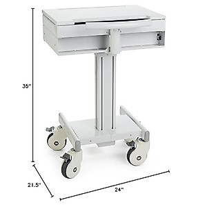Displays2go Mobile Computer Carts, Locking Drawer, Height Adjustable, Steel, Plastic & MDF Construction – Gray (DWMDCOM)