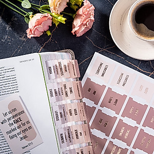 DiverseBee Laminated Bible Tabs (Rose Gold Embossed Lettering), Bible Journaling Supplies, Bible Book Tabs, Christian Gift, 66 Bible Tabs Old and New Testament, Includes 11 Blank Tabs (Pearl)