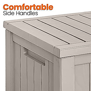 SereneLifeHome 120-Gallon Deck Storage Box - Waterproof Outdoor Large Resin,Garden Tools, Patio Furniture & Sports Equipment, Water-resistant, Weatherproof, Lock Included (SLSTBX60)