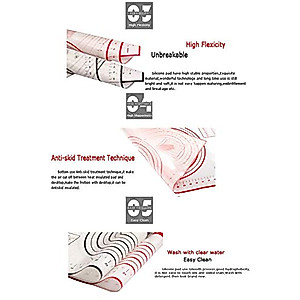 ZCHING Silicone Pastry Measurement Not-Slip Rolling Dough Mats for Baking (red), 24“L x 16“W