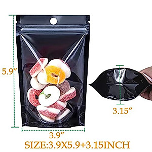 200PCS Black Mylar Bags For Food Storage Stand Up Packaging Bags For Small Business Resealable Sample bags 2 Sizes Foil Small Ziplock Bags with window