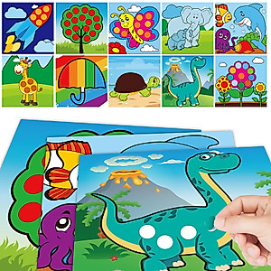 chiazllta Art Activity : Kids Do A Dot Stiker for Learning Educating, Animal Rainbow Dot Page Art Gift for Age 3-7 Girls Boys Toddlers Preschool Kindergarten