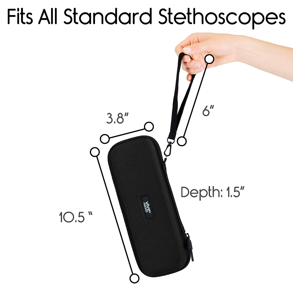 Vive Precision Stethoscope Case for Nurses - Hard Protective Equipment - Travel Holder Nursing School Essential - Fits 3M Littmann Classic III, Lightweight II S.E., Sphygmomanometer