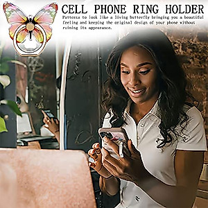 2 Pcs Butterfly Cell Phone Ring Holder Finger Ring Grip Stand 360° Rotation Cute Butterfly Pattern Painted Metal Finger Stand Kickstand Compatible with Smartphone Tablet E-Reader Etc