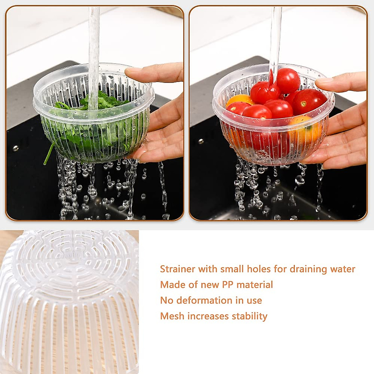 UtySty 4 Pack Onion Keeper Onion Saver Storage Container 2 Layer with Strainer Odor-Free 0.5L Holder Organizer for Refrigerator Chopped Ginger Garlic Fridge Berry Blueberries Tomato Avocado Lemon