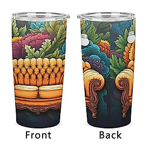 20 Oz Tumbler With Straw Leak Proof Thermos Cup, Couch Stainless Steel Insulated Travel Coffee Mug Fit for Car Cup Holder