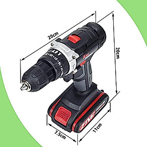 Cordless Drill Driver Kit with 2 battery, King Showden 21V Power Drill 50Nm 25+3 Clutch, 3/8" Keyless Chuck, Variable Speed & Built-in LED Electric Screw Driver for Drilling Wall, Bricks, Wood, Metal