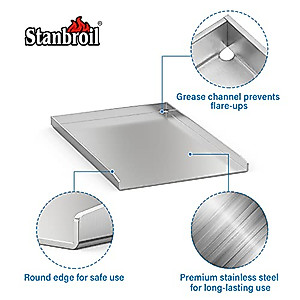 Stanbroil Universal Stainless Steel Griddle Pan for Outdoor Grill Stove Cooking