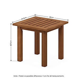 Furinno FG161167 Tioman Hardwood Outdoor Bench in Teak Oil, Natural & FG18506 Tioman Hardwood Patio Furniture Outdoor End Table, Natural