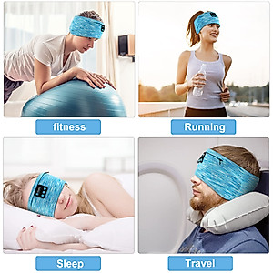SKYEOL Sleep Headphones, Wireless Headband with Zip Pocket Wireless Music Sport Headbands with Ultra-Thin HD Stereo Speakers for Side Sleepers, Meditation,Relaxation and Sport