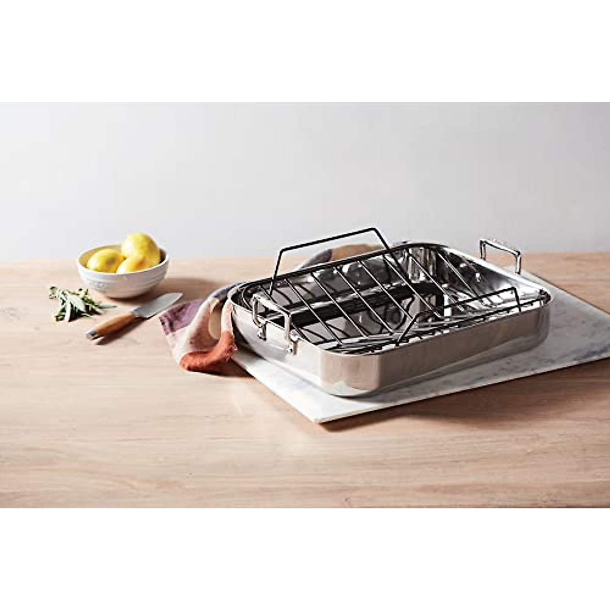 Le Creuset Stainless Steel Roasting Pan with Nonstick Rack, 14" x 10"