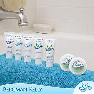 BERGMAN KELLY - Hotel Soap Bars - White Tea, 0.5 oz, 100 PK - Travel Size Luxury Bulk Amenities Bar Soap, Mini Individually Wrapped Round Soap - Small Toiletries for Airbnb, Motel, Guest Bathroom
