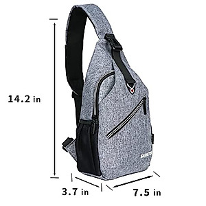 Sengtor Waterproof small Grey Sling Crossbody Backpack, Lightweight One Strap Backpack,Multipurpose Crossbody Shoulder Bag Travel Hiking Daypack