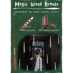 Leejec Floating Candles with Magic Wand Remote(6/18H Timer), 12pcs 6.1" Hanging Flameless Taper Candles, Battery Operated Flickering Warm Light, Halloween Christmas Wedding Party Decor & Gift(Ivory)