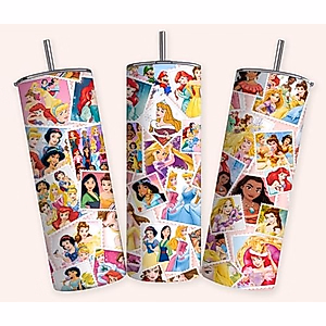 Princess Floral 20Oz-30Oz Skinny Tumbler Stainless Steel, Magic Castle, Custom Your Name Princess Tumbler Stainless Steel Gifts For Men Women, Little Girl On Birthday (Color 4)