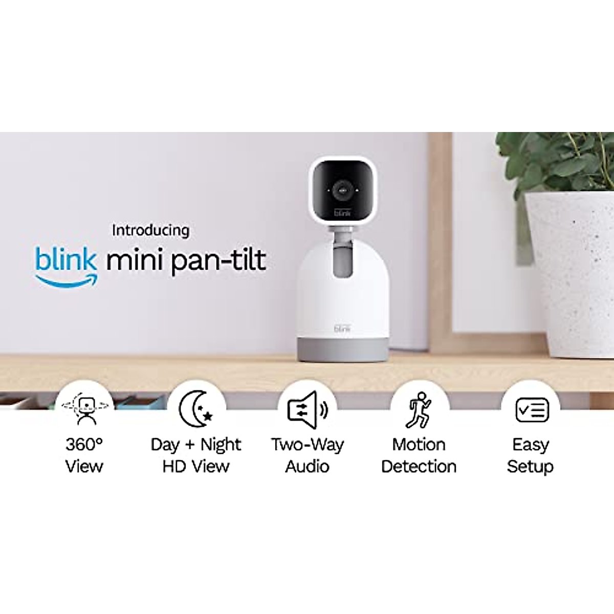 Blink Mini Pan-Tilt Camera | Rotating indoor plug-in smart security camera, two-way audio, HD video, motion detection, Works with Alexa (White)