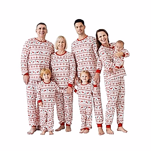 PATPAT Family Christmas Pajamas Matching Sets Reindeer and Snowflake Patterned Sleepwear Xmas Holiday PJS Set Women X Large