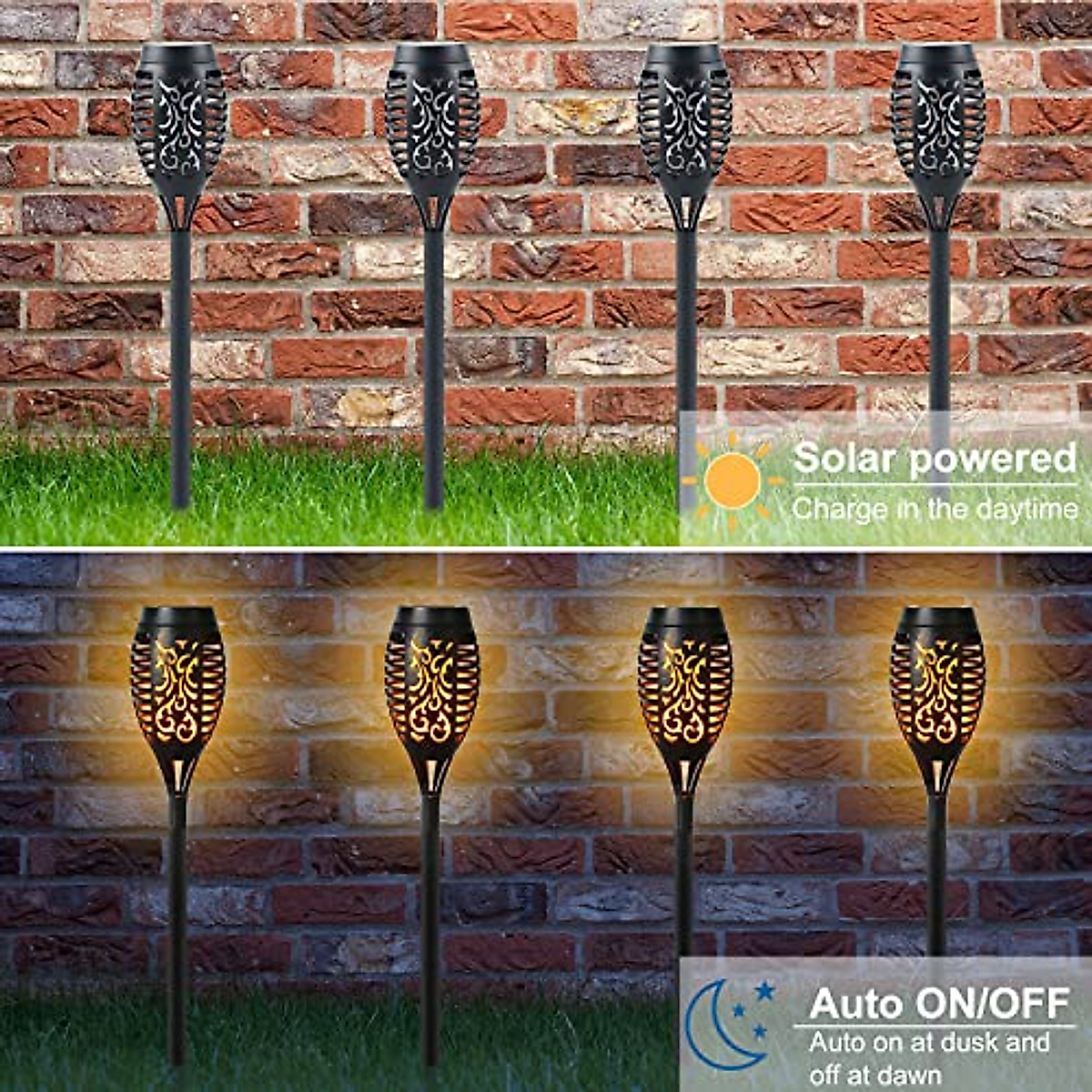 Awethone 16 Pack Solar Lights Outdoor, 12 LED Mini Solar Torch Light with Flickering Flame, Waterproof Christmas Decorative Landscape Lighting Torches for Garden Yard, Auto On/Off Dusk to Dawn