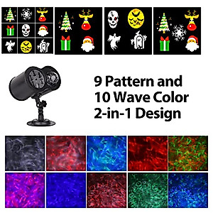 YUICHH Christmas Projector Lights, HD LED Projector Lights Waterproof, Projector Lights (Ocean Wave & Patterns) with Remote Control Timer for Indoor/Outdoor Holiday Gathering Birthday Party