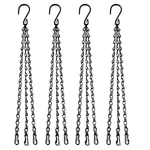 HHTHH 4pcs 18 inch Black Hanging Basket Chain with Hooks Flower Plant Pot Replacement Chain Hanger for Bird Feeders,Planters,Lanterns and Ornaments