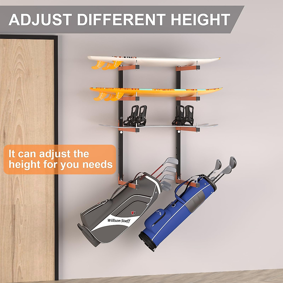 Olgsibb Lumber Storage Rack, [2024 Upgrade] Folding Lumber Rack Wall Mount, Heavy Duty Metal 8 Level-32 Inch Wood Storage Rack for Garage Storage Organization