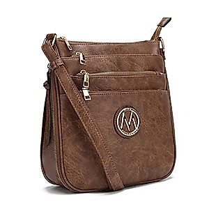 MKF Crossbody Bag for Women – PU Leather Expandable Messenger Purse – Designer Pocketbook Handbag Shoulder Strap