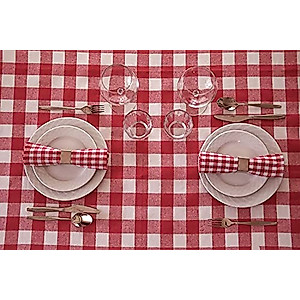 WHITEWRAP Buffalo Check Tablecloth |Red and White|60”x90”| Indoor Outdoor, Restaurant, Hotel Quality| Gingham Table décor | Table Protector for Picnic, Party and Dinner| Tabletop Washable Farmhouse