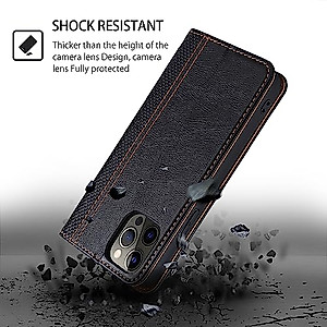 Arseaiy Case for Oppo Reno 6 Pro Plus 5G/Reno 6 Pro 5G（Snapdragon） Flip Phone Case Shockproof PU Leather Wallet Case Cover with Card Holder Kickstand Shell Black