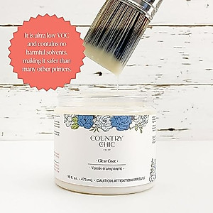Clear Coat (4oz) - Eco-Friendly Clear Satin Sheen Top Coat for Chalk Style Wood Furniture Paint, Non-Yellowing Waterproof Finish, Easy Application