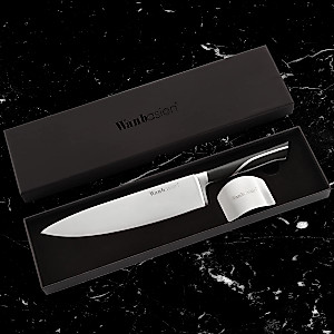 Wanbasion Chef Knife Professional 8 inch, Stainless Steel Kitchen Knife with Finger Guard, Sharp Knife for Cutting Meat