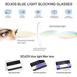 SOJOS Blue Light Blocking Computer Glasses Round Eyewear Anti Blue Light Lens Preppy Chic SJ5024 with Matte Black Frame/Anti-Blue Light Lens