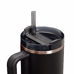 VARDENAA 40oz Tumbler with Handle and Straw, H2.0 FlowState Double Wall Vacuum Reusable Stainless Steel Insulated Water Bottle with Leak Proof lid for Hot and Cold Drinks(Black G)