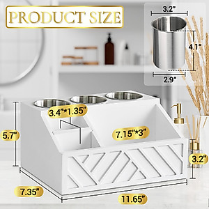 Unistyle Hair Dryer Holder Wall Mounted, Hair Tool Organizer, Bathroom Countertop Organizer for Bathroom Accessories, Wood Bathroom Blow Dryer Holder and Vanity Organizer, Makeup Storage(White)