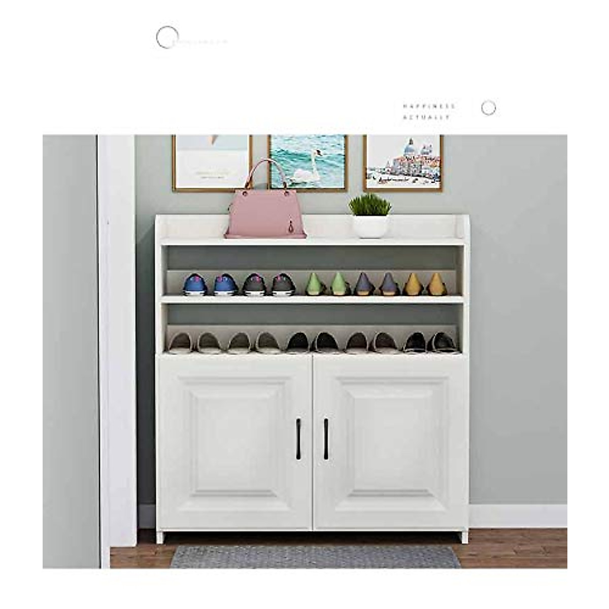 MFCHY Shoe Rack Shelf Console Cabinet Simple Multi-Layer Large Capacity Shoe Cabinet Storage Cabinet Wooden Shoes (Color : Black)