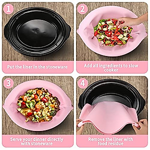 OUTXE 3 Pack Silicone Slow Cooker Liners Reusable Fit 6-8 Quarts Crockpot Leakproof & Easy Clean Bags Liners for Oval or Round Pot