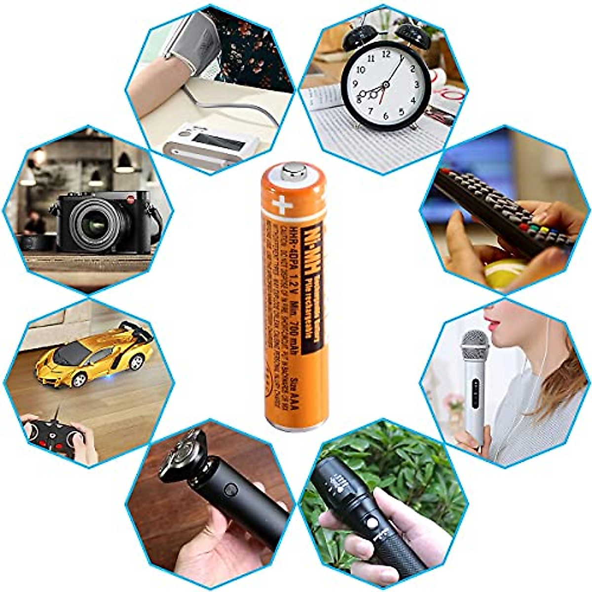 NI-MH AAA Rechargeable Battery 1.2V 700mah 8-Pack HHR-4DPA AAA Batteries for Panasonic Cordless Phones, Remote Controls, Electronics