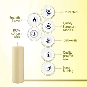 BOLSIUS Ivory Pillar Candle Large - 3 x 10 Inches - 115 Hours Burn Time - Premium European Quality - Smooth And Smokeless Flame - Relight Unscented Wedding, Dinner, Party, And Special Occasion Candle