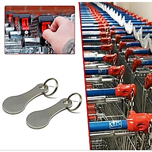 Fusiontec Mini Aluminum Alloy Key Ring Shopping Trolley Tokens - Small Aldi Quarter Holder Keychain for Grocery Shopping Cart, 2 Pcs Silvery