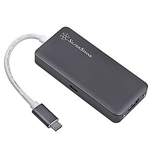 Silverstone SST-EP14C - USB 3.1 Type-C Gen1 to HDMI (res. up to 4096 x 2160 @ 30Hz), 3X USB 3.1 Gen 1 Type-A, 1x USB 3.1 Gen 1 Type-C (PD 2.0 Charging), Charcoal