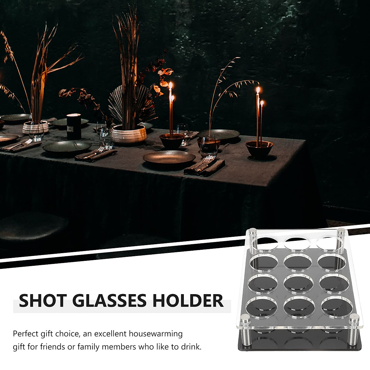 PATKAW Shot Glass Holder Acrylic Shot Glass Server Acrylic Cup Holder Shot Glass Serving Trays Shot Glass Base for Tequila Whiskey Cocktail Party Club Home Bar Drinking