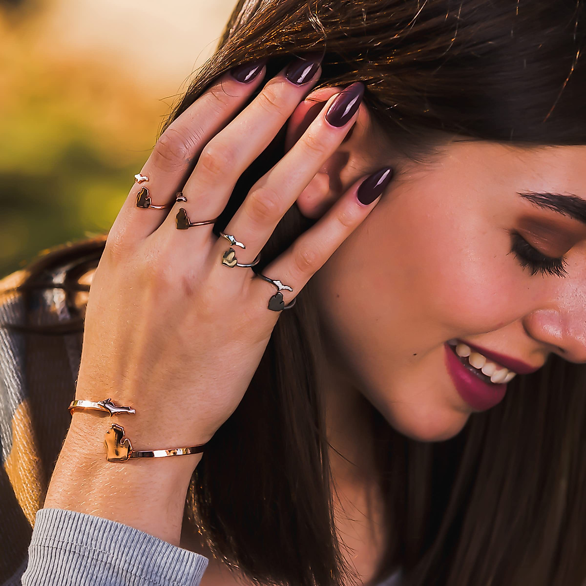 Stone Armory Copper Plated Michigan Ring For Women | State Of Michigan Jewelry | Adjustable In Size Michigan Ring | Perfect Upper Peninsula Michigan Gift