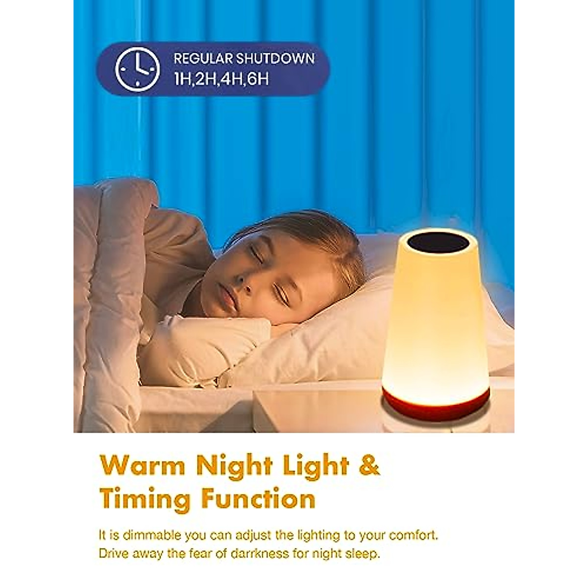 TLAOTNIY Dimmable Night Light Lamp, 𝘾𝙤𝙡𝙤𝙧 𝘾𝙝𝙖𝙣𝙜𝙞𝙣𝙜 𝘽𝙚𝙙𝙨𝙞𝙙𝙚 𝙉𝙞𝙜𝙝𝙩 𝙇𝙞𝙜𝙝𝙩𝙨 for Kids, Touch Sensor Control Table Light Lamp for Bedroom with Rechargeable Battery -Remote