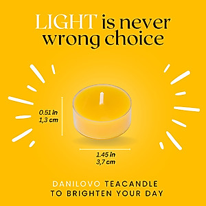 100% Beeswax Candles – Beeswax Tealight Candles with Cotton Wicks – 4 Hour Burn Time –12 Piece Beeswax Candle Set – Beeswax Votive Candles with Recycled Plastic – Pure Beeswax Candles by Danilovo